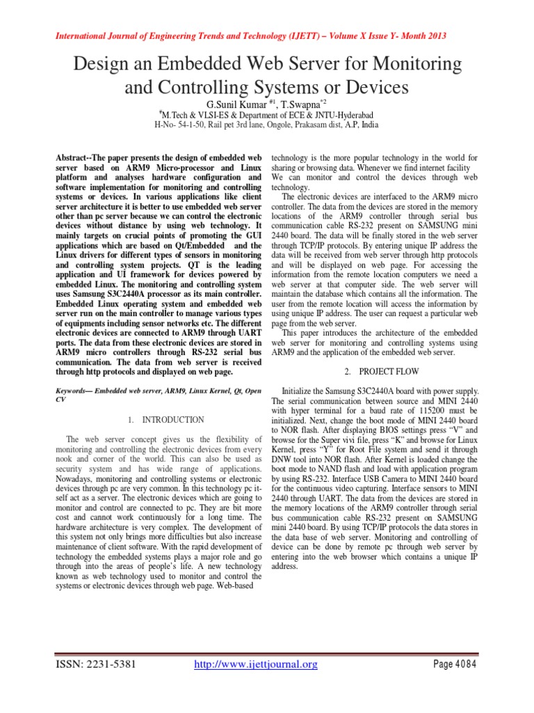 Embedded Web Server For Monitoring and C PDF | PDF | Embedded System ...