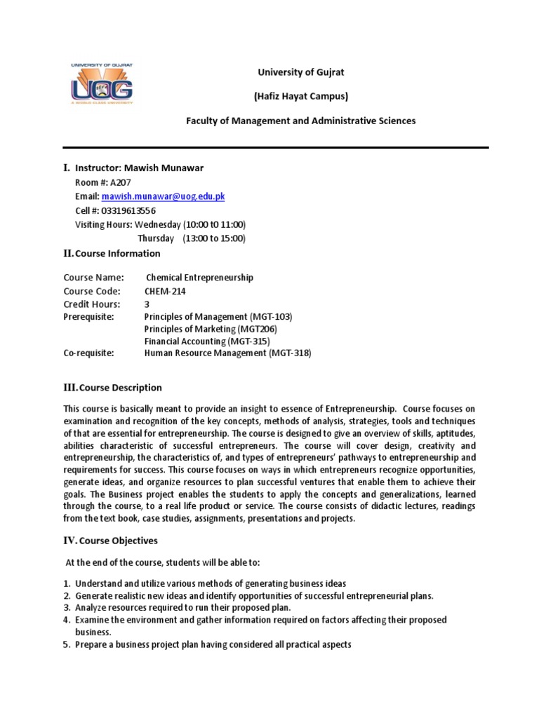 Chemical Entrepreneurship Course Overview | PDF | Business Model ...