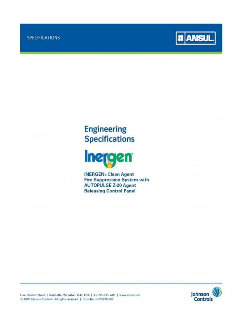 Engineering Specification For Inergen Gaseous Fire Suppression System ...
