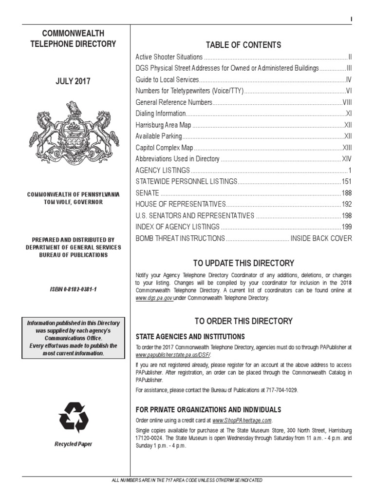 2017 Commonwealth Telephone Directory | PDF | Violence