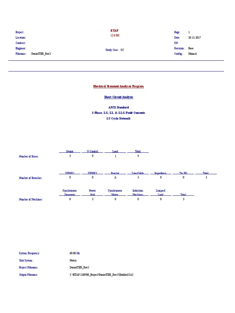 Electrical Transient Analyzer Program Short-Circuit Analysis ANSI Standard 3-Phase, LG, LL, and ...