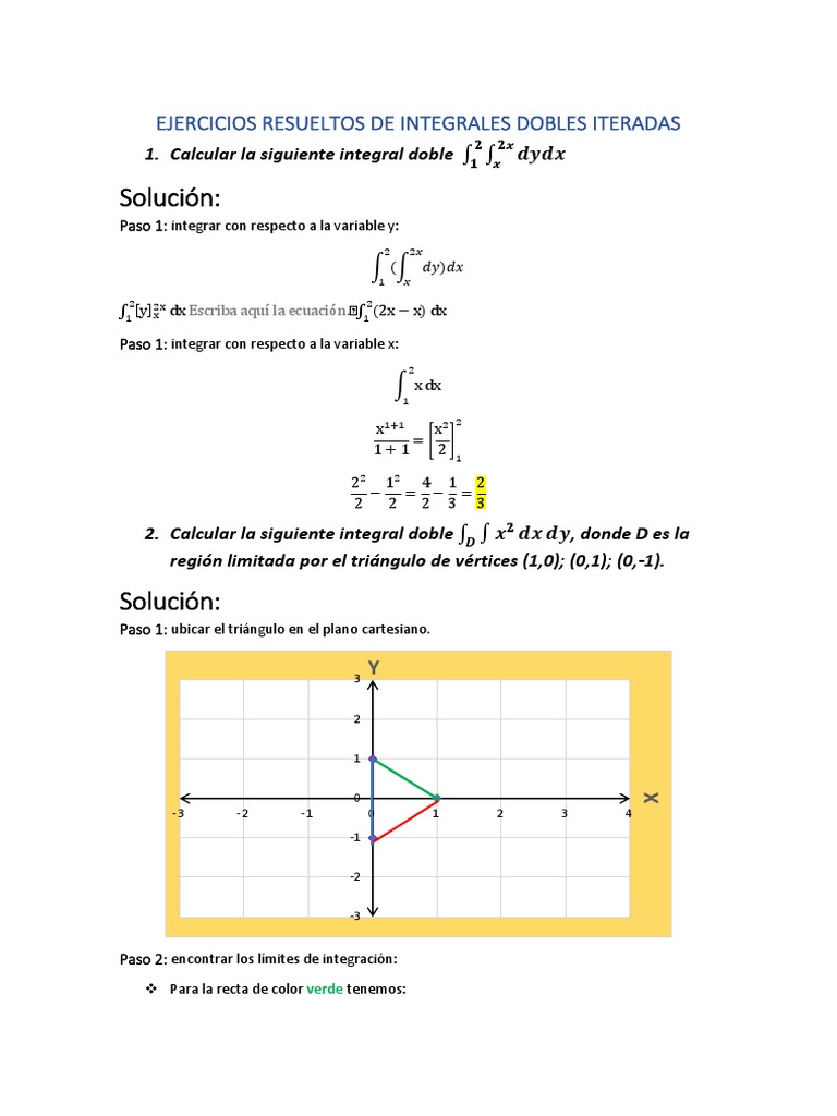 ejercicios Resueltos de Integrales Dobles Iteradas | Integral | Cantidades fisicas