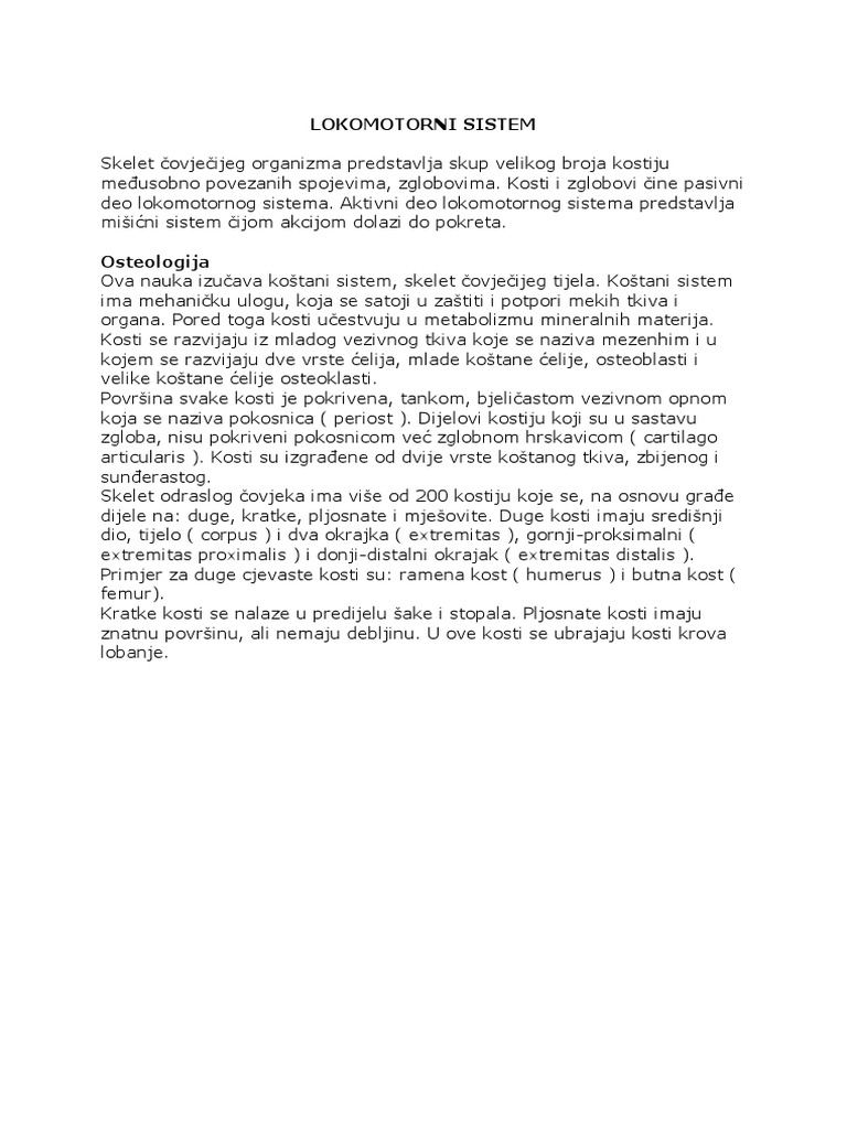Skripta Iz Anatomije I Fiziologije Čovjeka Kosti, Zglobovi, Mišići | PDF