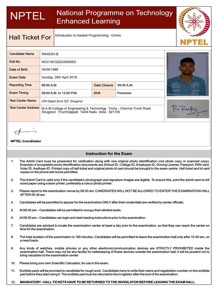 Nptel: National Programme On Technology Enhanced Learning | PDF | Identity Document