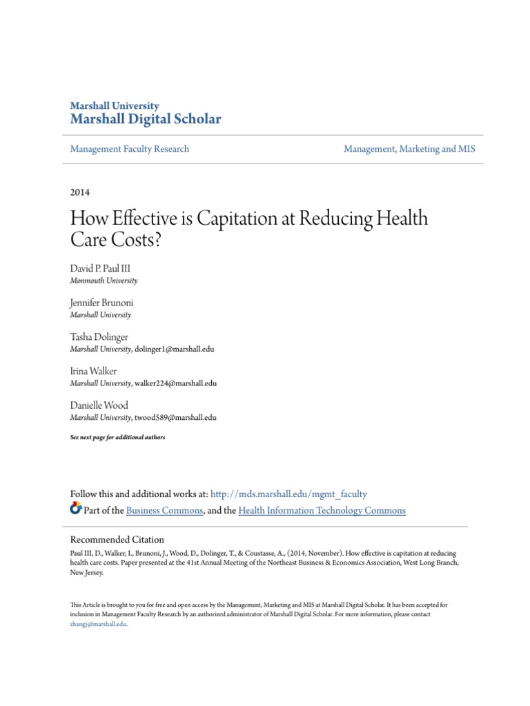 How Effective Is Capitation at Reducing Health Care Costs | PDF ...