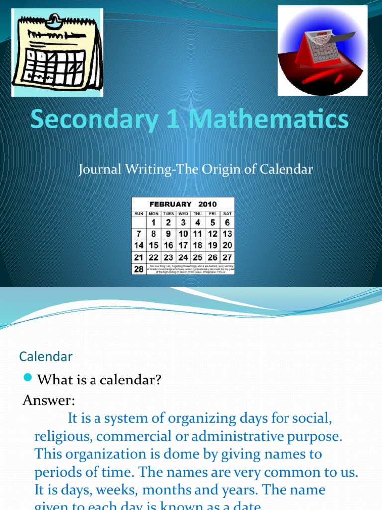 Secondary 1 Mathematics: Journal Writing-The Origin of Calendar | PDF ...