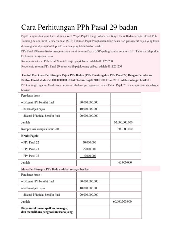 07.18-16 Perhitungan PPH Pasal 29 | PDF