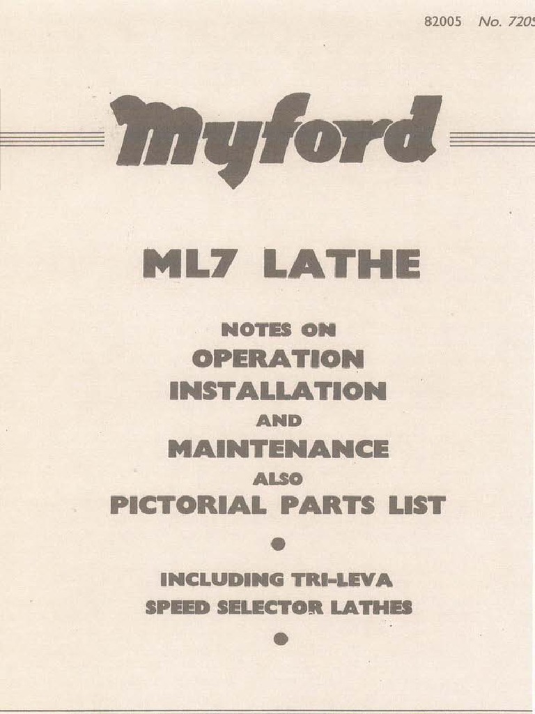 Myford ML7 Manual | PDF