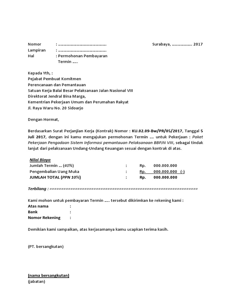 Permohonan Pembayaran Termin | PDF