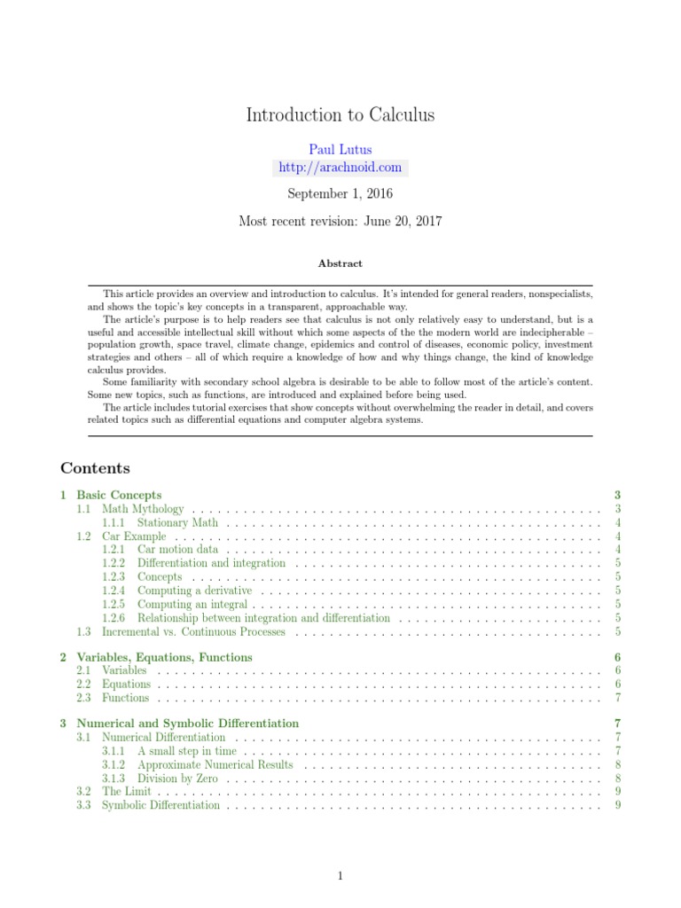 Introduction To Calculus | PDF | Derivative | Variable (Mathematics)