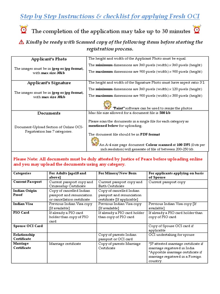 Step by Step Instructions & Checklist For Applying Fresh OCI | PDF ...