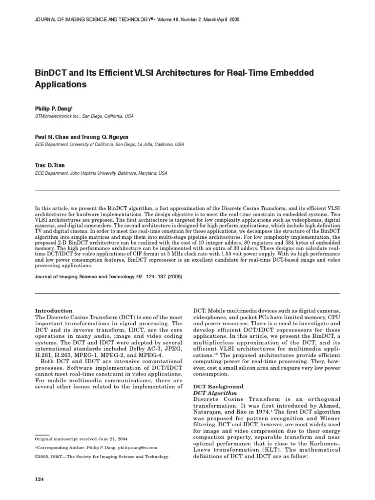 binDCT VLSI | PDF | Data Compression | Digital Technology