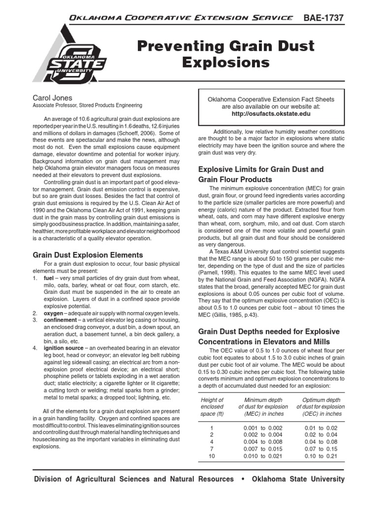 Preventing Grain Dust Explosions: Carol Jones | PDF | Dust | Elevator