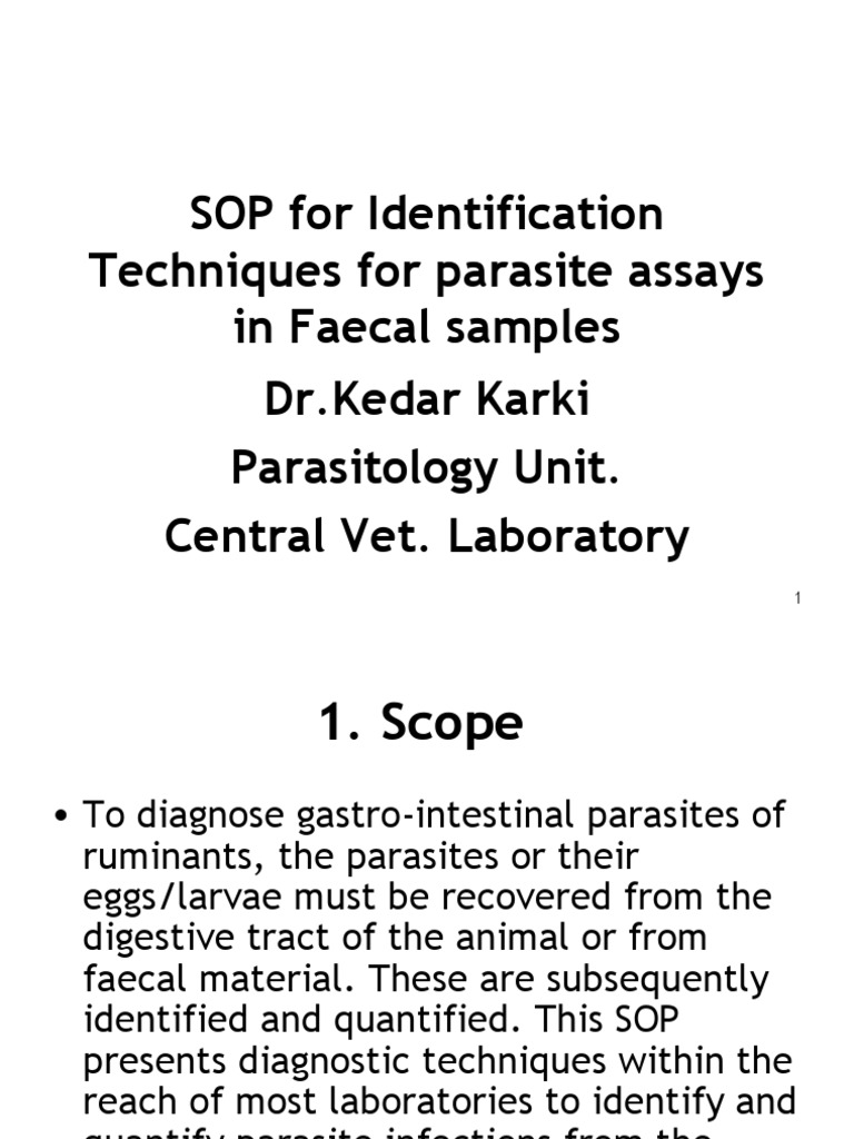 SOP For Identification Techniques For Parasite Assays in | PDF | Sodium ...