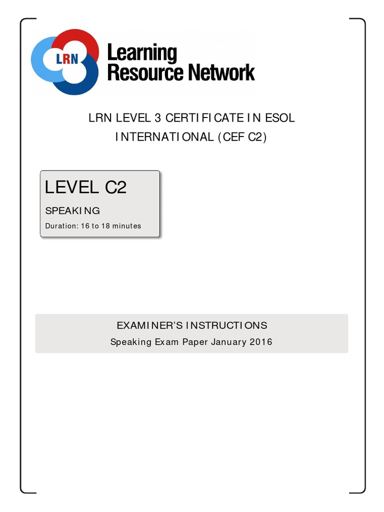LRN Level C2 January 2016 | PDF | Question | Test (Assessment)