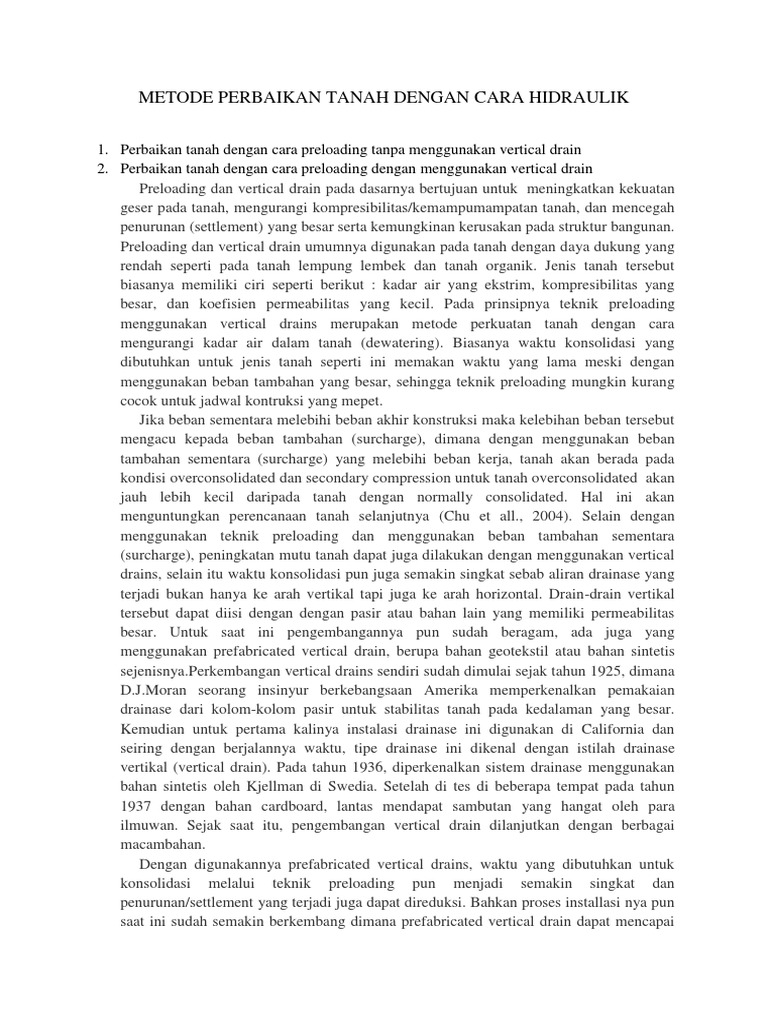 Metode Perbaikan Tanah Hidraulik | PDF