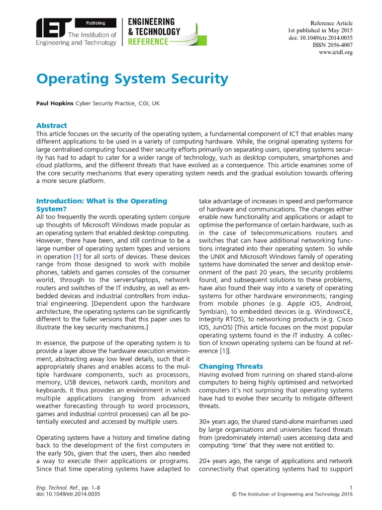 Operating System Security - Paul Hopkins, CGI | PDF | Operating System | Computer Security