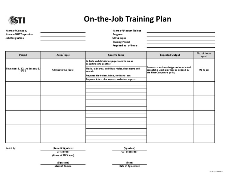 OJT Training Plan Template | PDF | Business