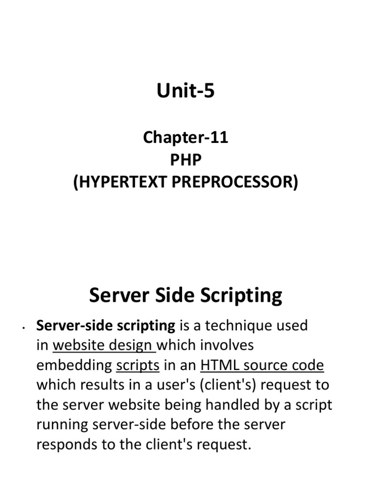 Unit-5: Chapter-11 PHP (Hypertext Preprocessor) | PDF | Php | Web Server