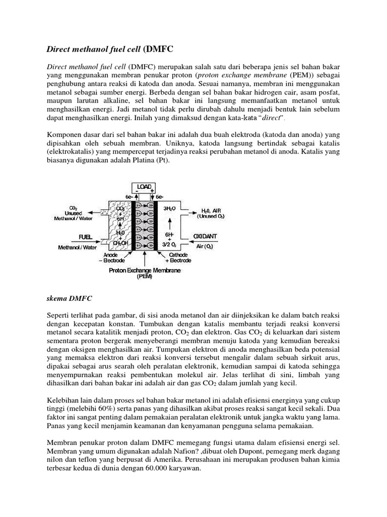 Direct Methanol Fuel Cell | PDF | Sains & Matematika