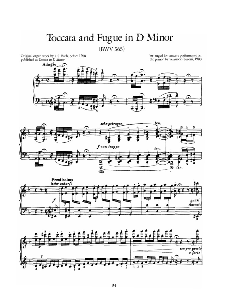 BACH - Toccata and Fugue in D Minor BWV 565 PDF | PDF | Public Domain ...
