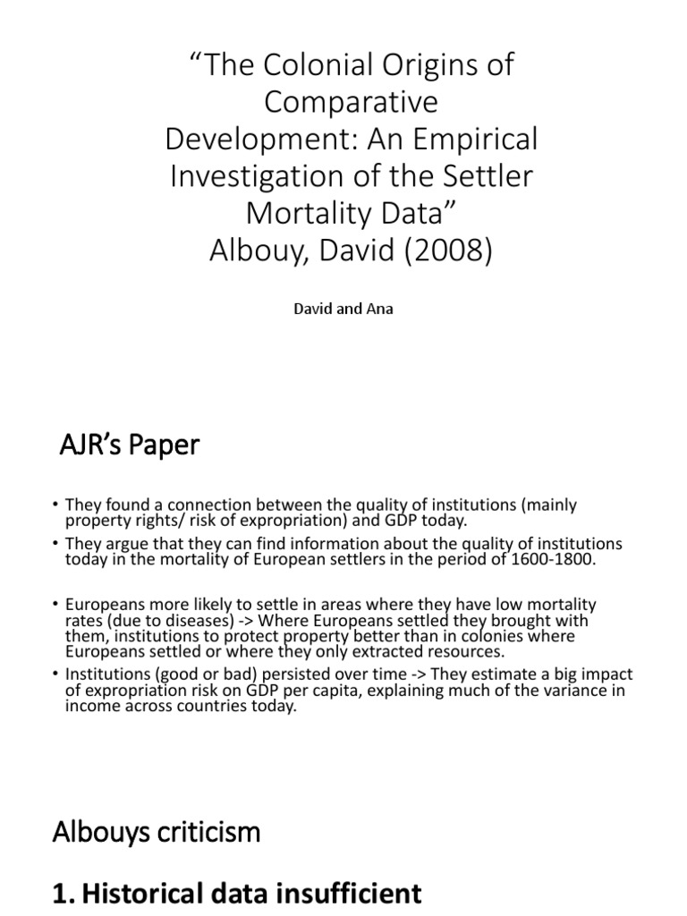 "The Colonial Origins of Comparative Development: An Empirical ...