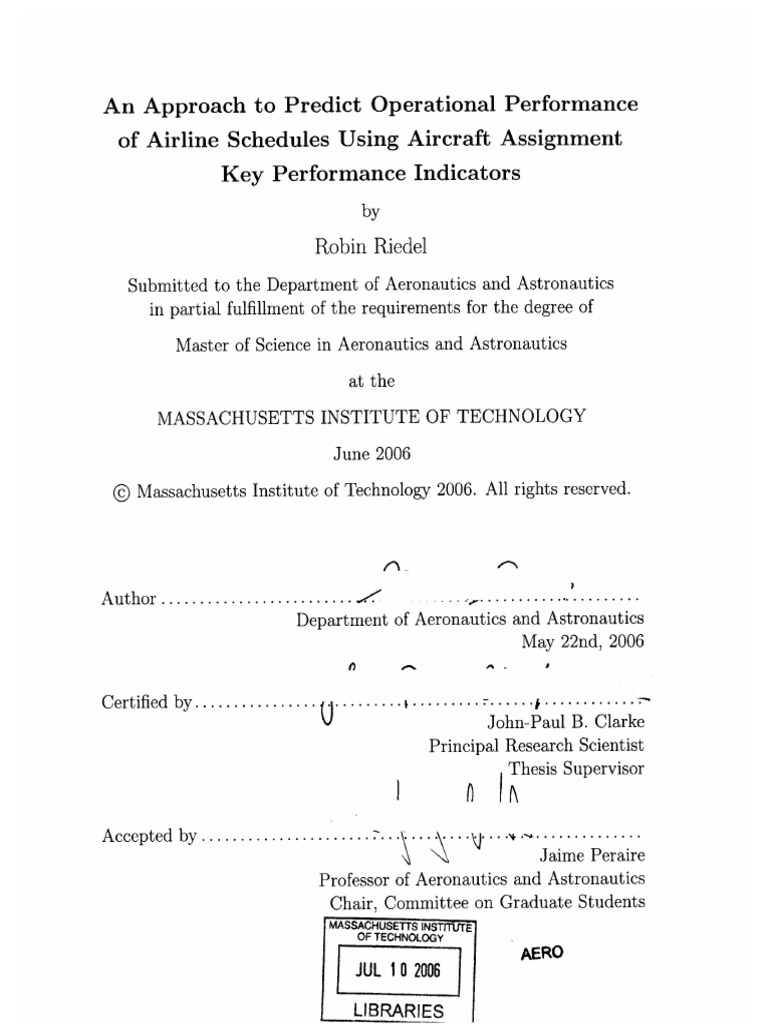 An Approach To Predict Operational Performance of Airline Schedules ...