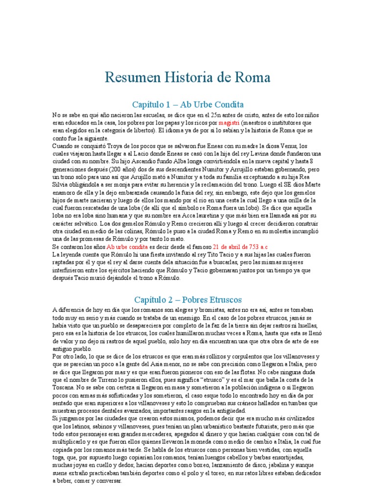 Resumen Historia de Roma | PDF | Hannibal | Romulus y Remus