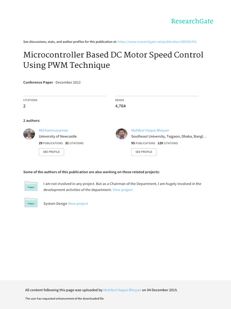 Microcontroller Based Dc Motor Speed Control Using Pwm Technique Pdf Power Supply 