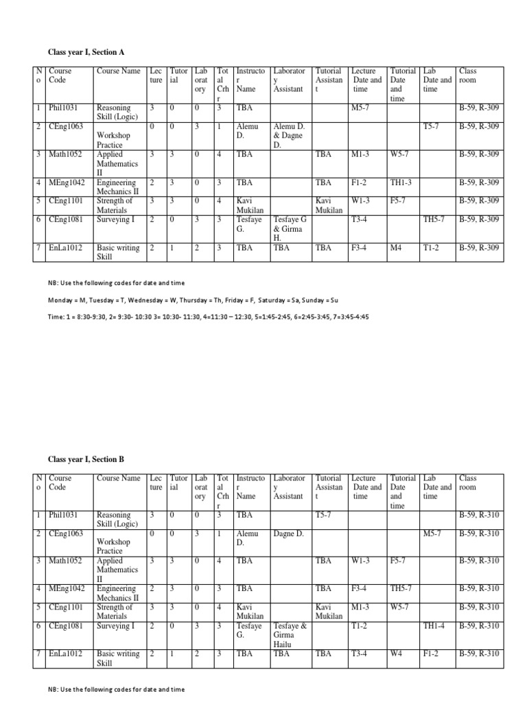 Ceng Class Schedule | PDF