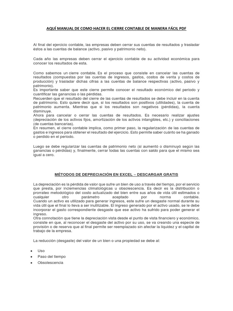 Aquí Manual de Como Hacer El Cierre Contable de Manera Fácil PDF ...