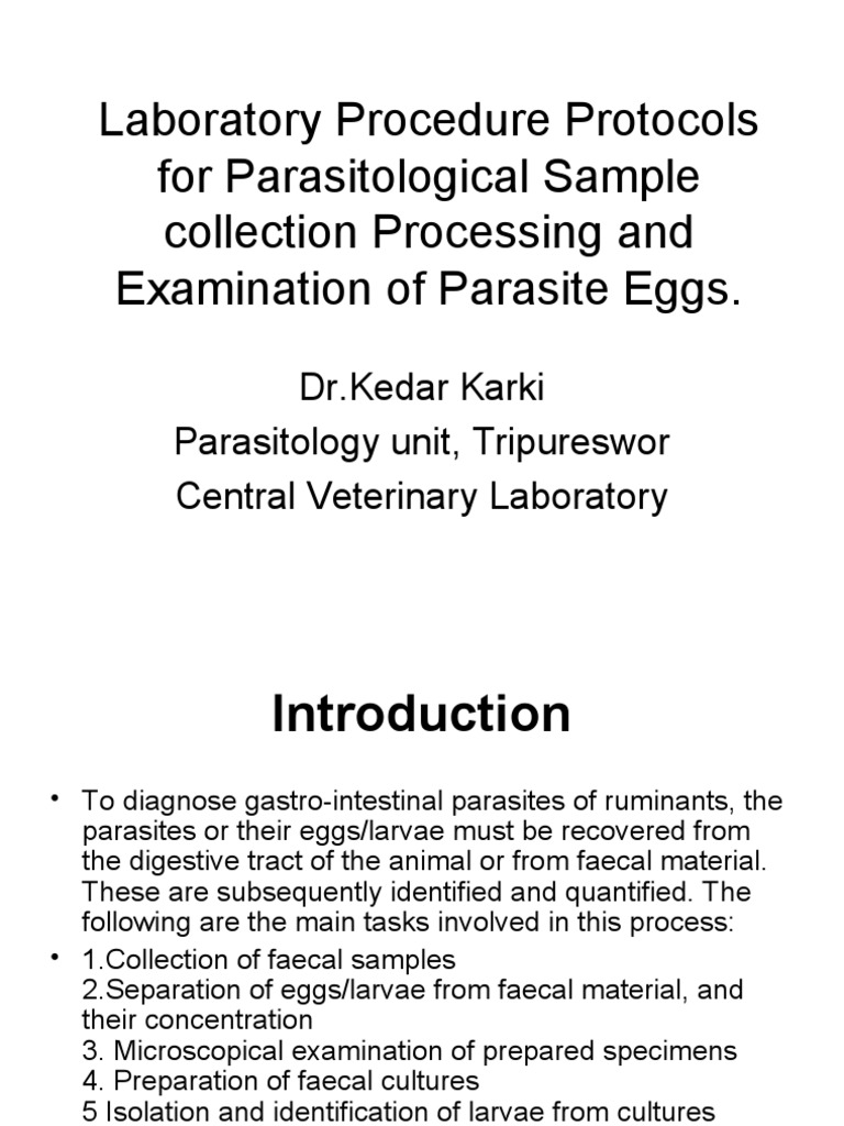 Parasitological Sample Collection Protocol | PDF | Sodium Chloride ...