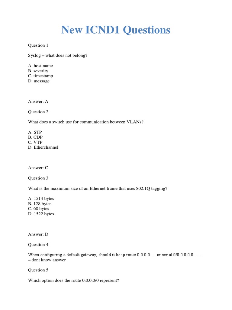 ICND1 2 Questions Apr 2018 | PDF | Network Switch | Transmission ...