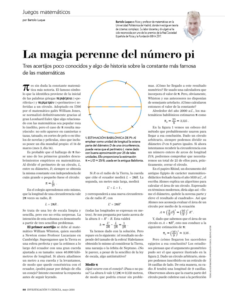 La historia y magia del número pi | PDF | Pi | Geometría