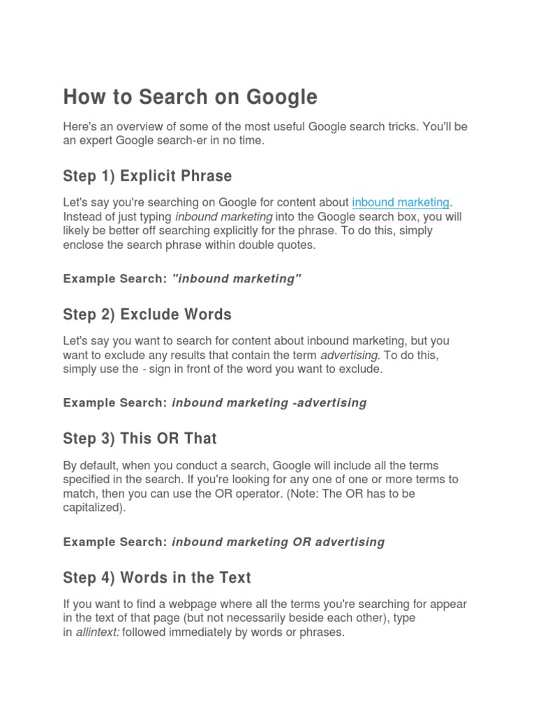 How To Conduct An Advanced Google Search | PDF | Web Page | Websites