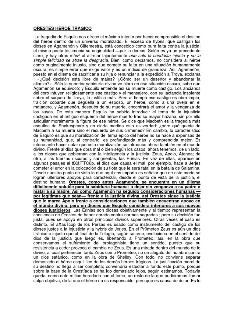 Análisis de La Orestiada | PDF | Esquilo | Tragedia griega