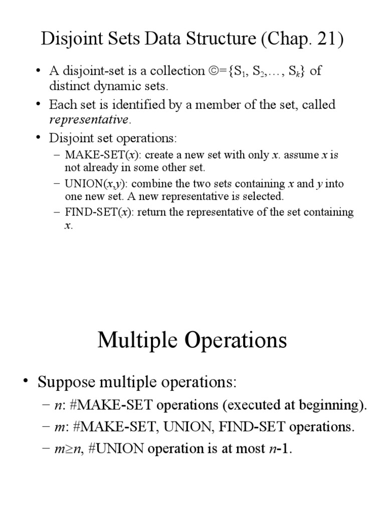 Disjoint Sets Data Structure (Chap. 21) | PDF | Algorithms ... Disjoint Sets Data Structure (Chap. 21) | PDF | Algorithms ...