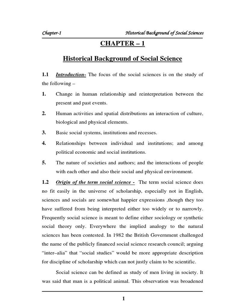 Chapter-1 Historical Background of Social Sciences | PDF | Social ...