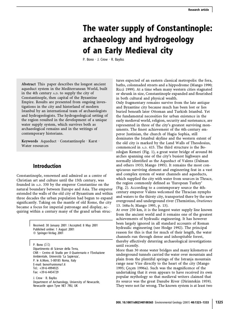 The Water Supply of Constantinople Archa PDF | PDF | Groundwater ...