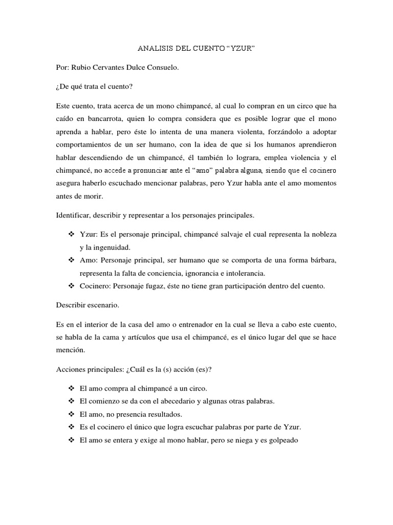 Analisis Del Cuento Yzur | PDF