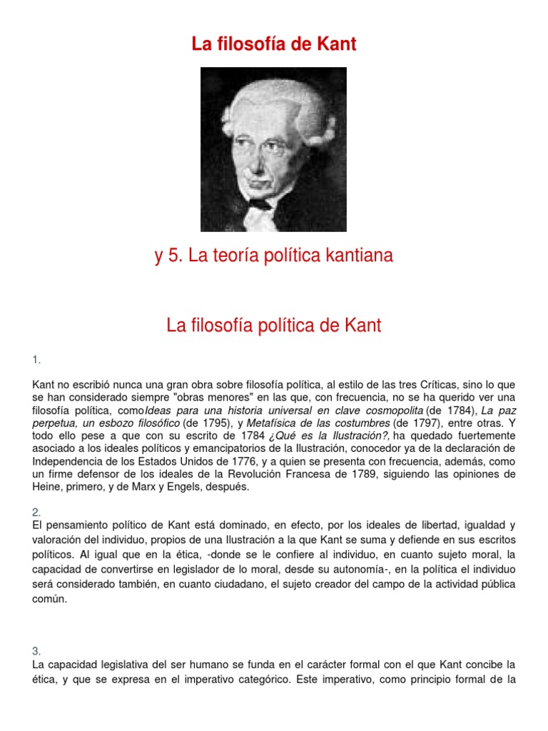 La filosofía política de Kant y los imperativos categóricos | PDF | Immanuel Kant | Moralidad