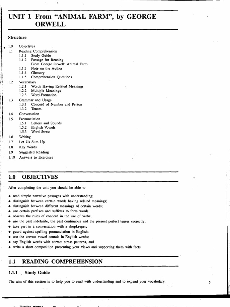 1 From By: Unit "Animal Farm", George Orwell | PDF | Grammatical Number ...