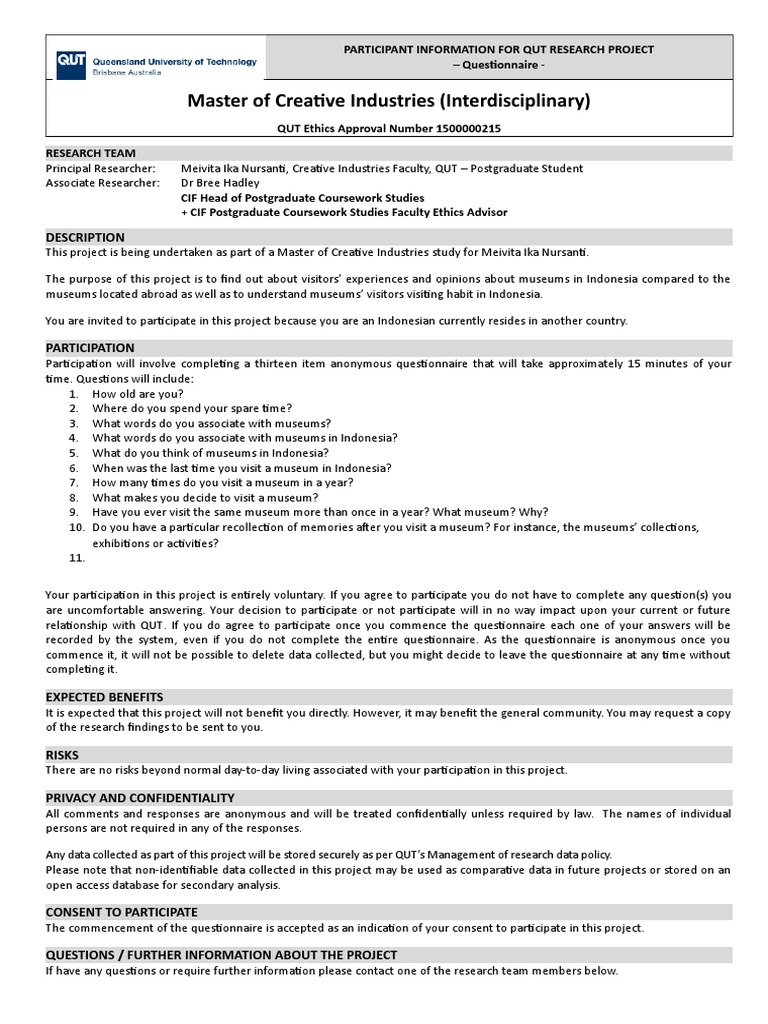 Online Questionnaire | PDF | Museum | Questionnaire