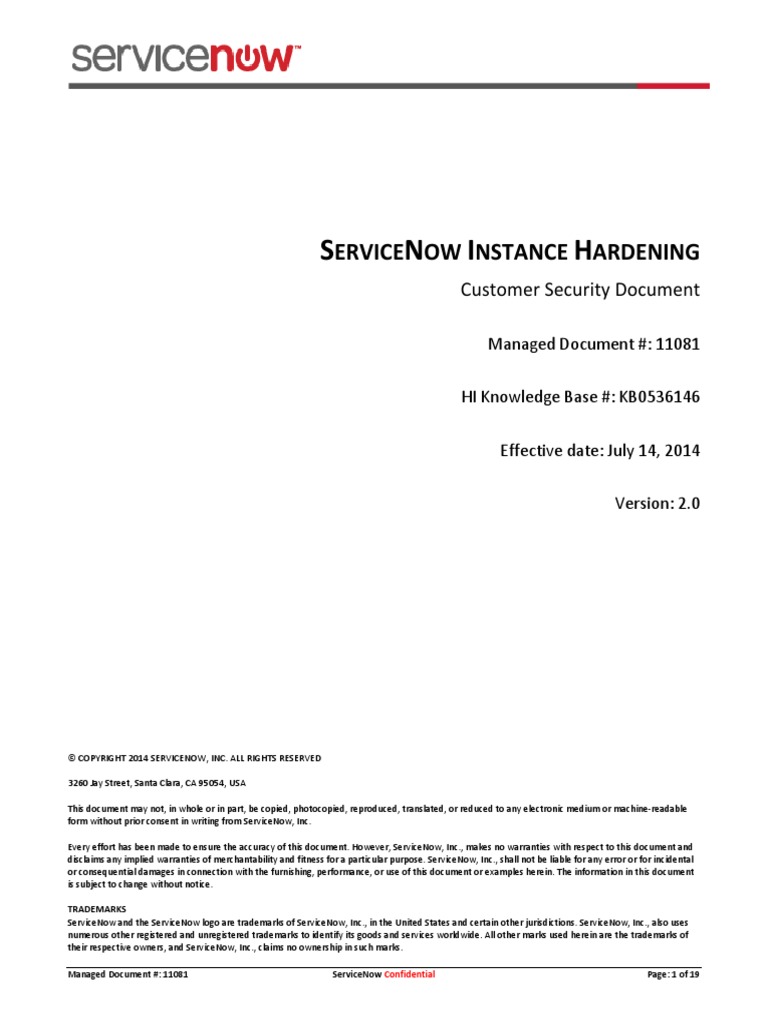 ServiceNow Instance Hardening Customer Security Document | PDF | Html ...