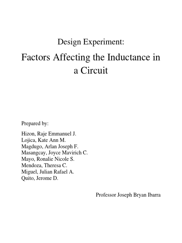 Doe Ee21 A18 Group 3 Final | PDF | Inductor | Inductance