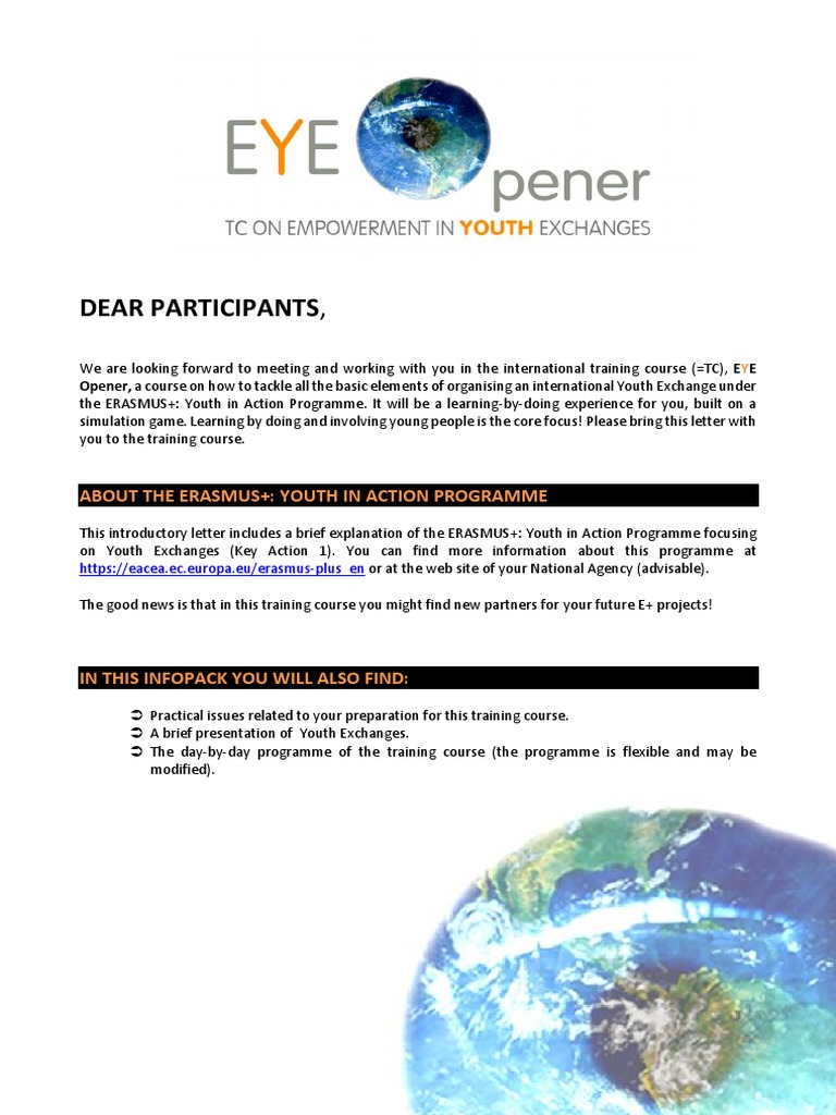 Info Pack For Participants IT 2018 | PDF | European Union | Youth