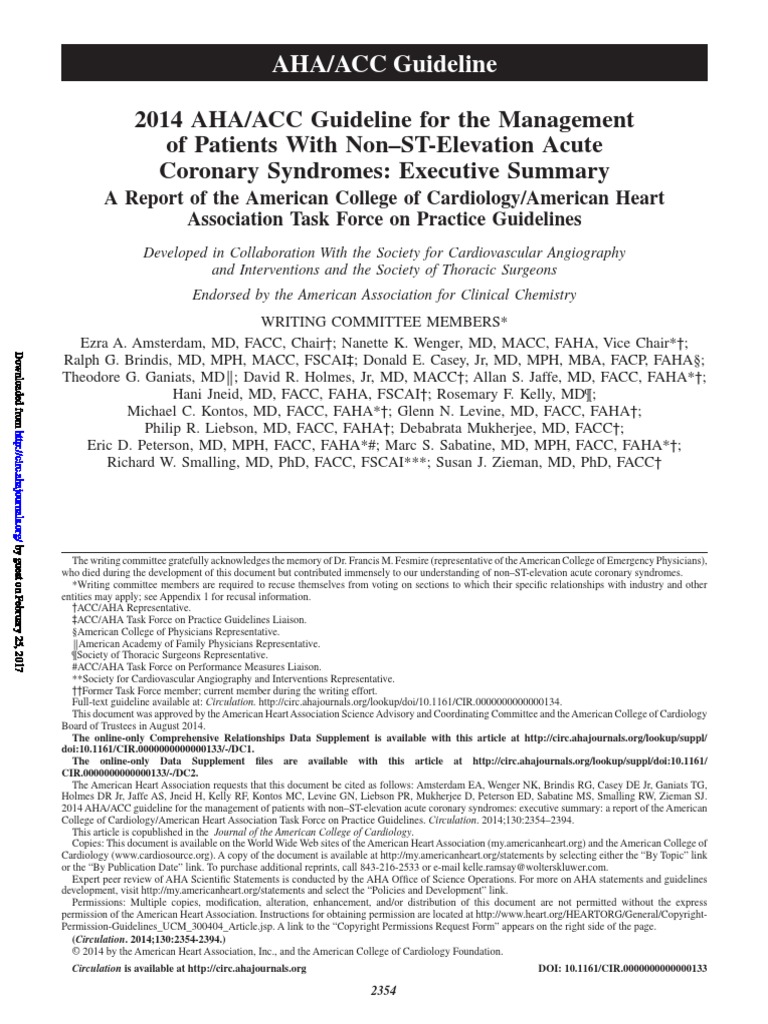 2014 AHA NSTEMI Management | PDF | Clinical Trial | Myocardial Infarction