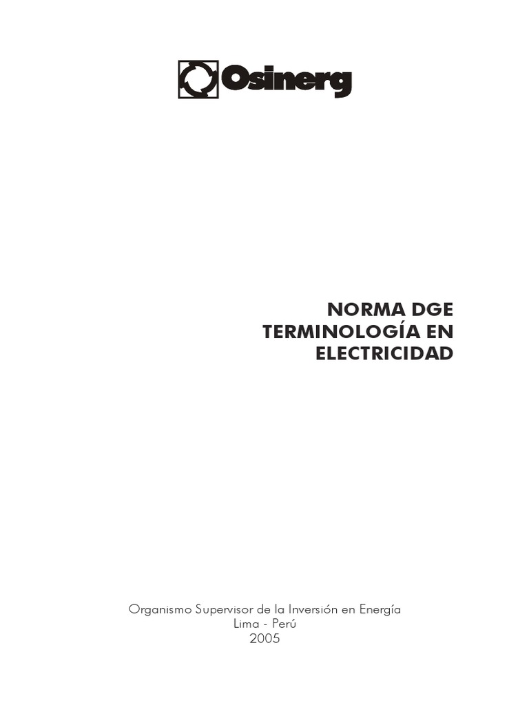 A-MN Norma Dge Terminologia de La Electricidad PDF | PDF | Transformador | Energia electrica