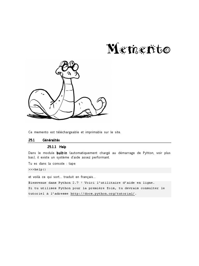 Memento Python Pour Enfants | PDF | C (Langage de programmation) | Python (Langage de programmation)