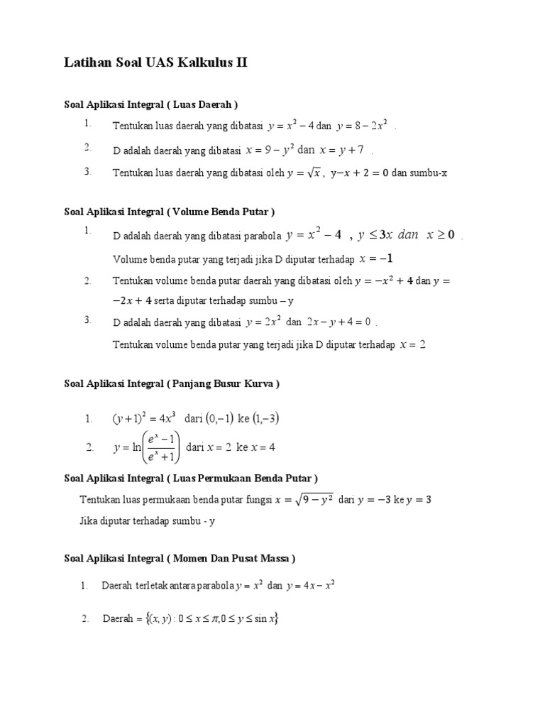 Latihan Soal UAS Kalkulus II 2015 | PDF | Metode & Bahan Ajar